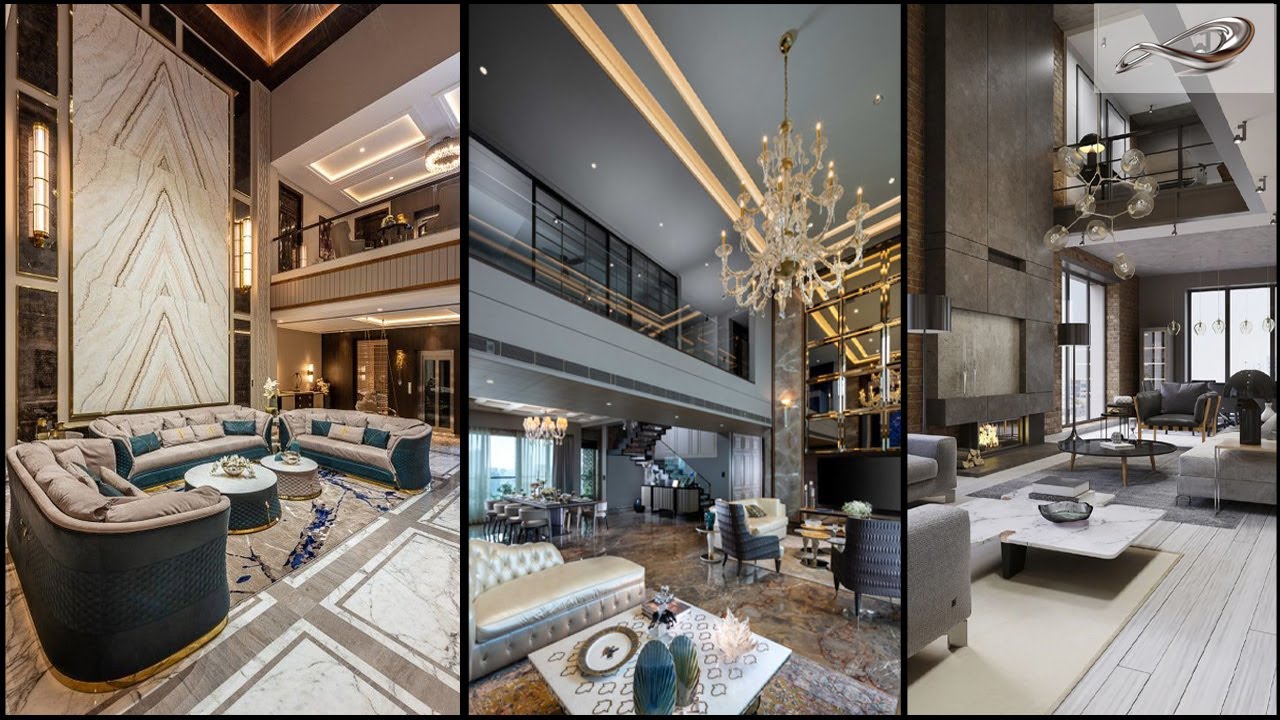 Top Double Height Living Room Design | Hallway wall Interior | Duplex ...
